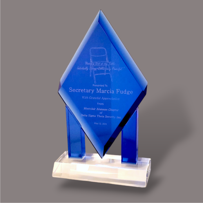 Blue Crystal Floating Diamond Award | Custom Crystal Awards ...
